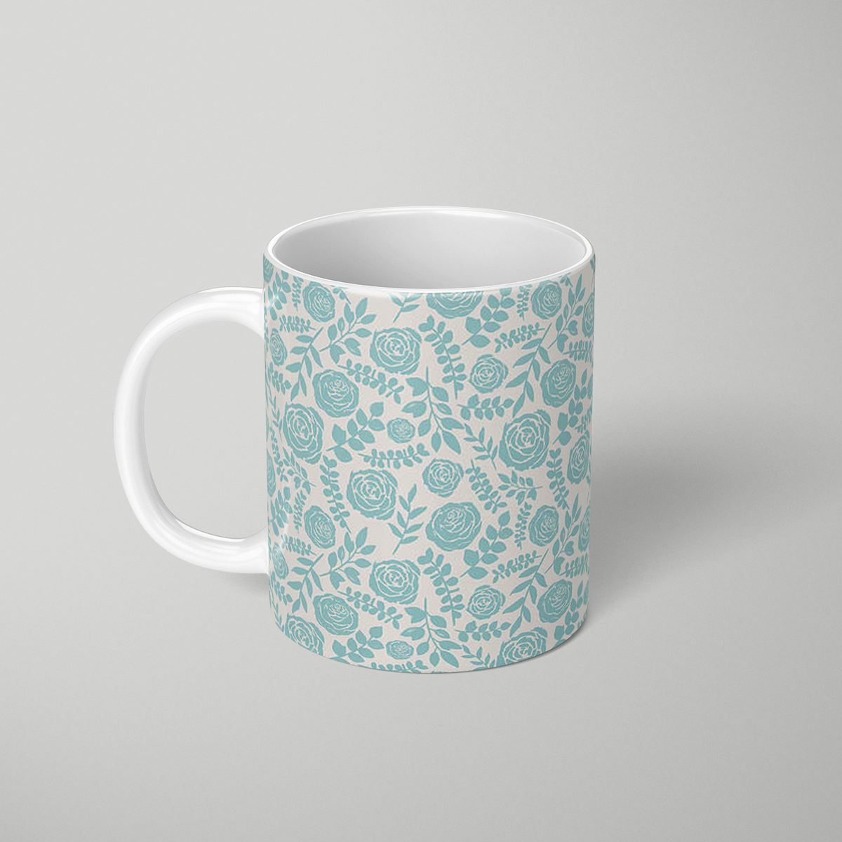 Baby Blue Floral Pattern - Mug – Lauren Ullrich Art