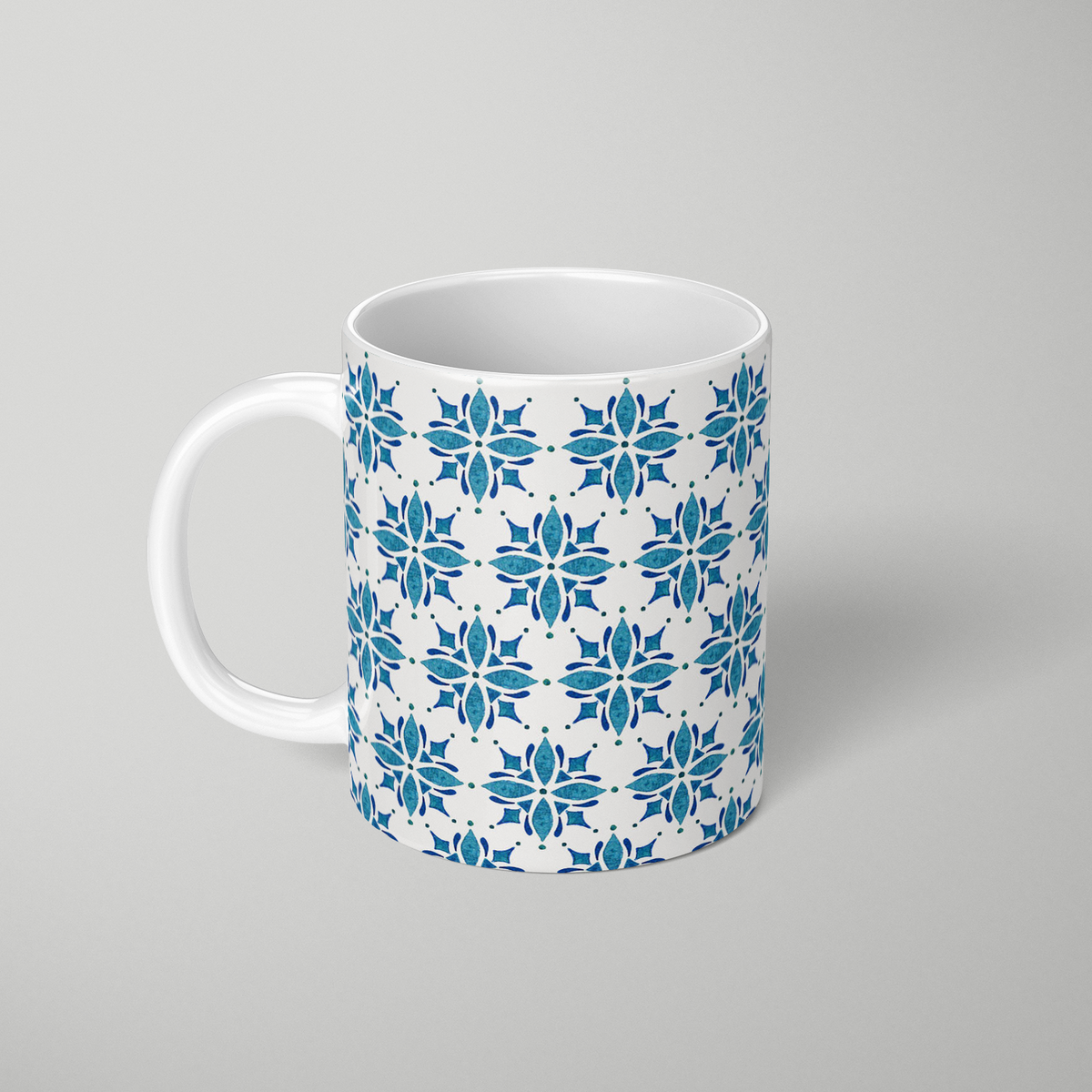 Blue Watercolor Tile Pattern - Mug – Lauren Ullrich Art