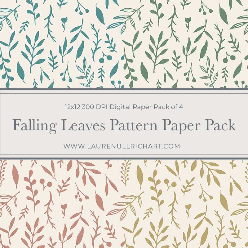 Falling Leaves Pattern Digital Paper Pack – Lauren Ullrich Art