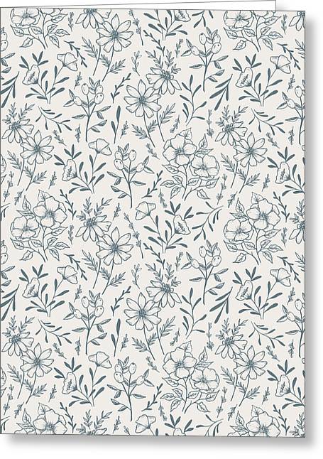 Blue Gray Flower Pattern - Greeting Card – Lauren Ullrich Art